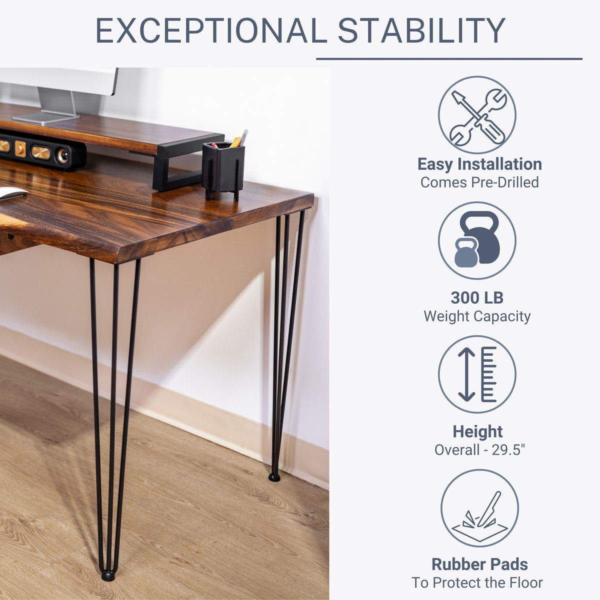 Premium Live Edge Computer Desk for Home and Office