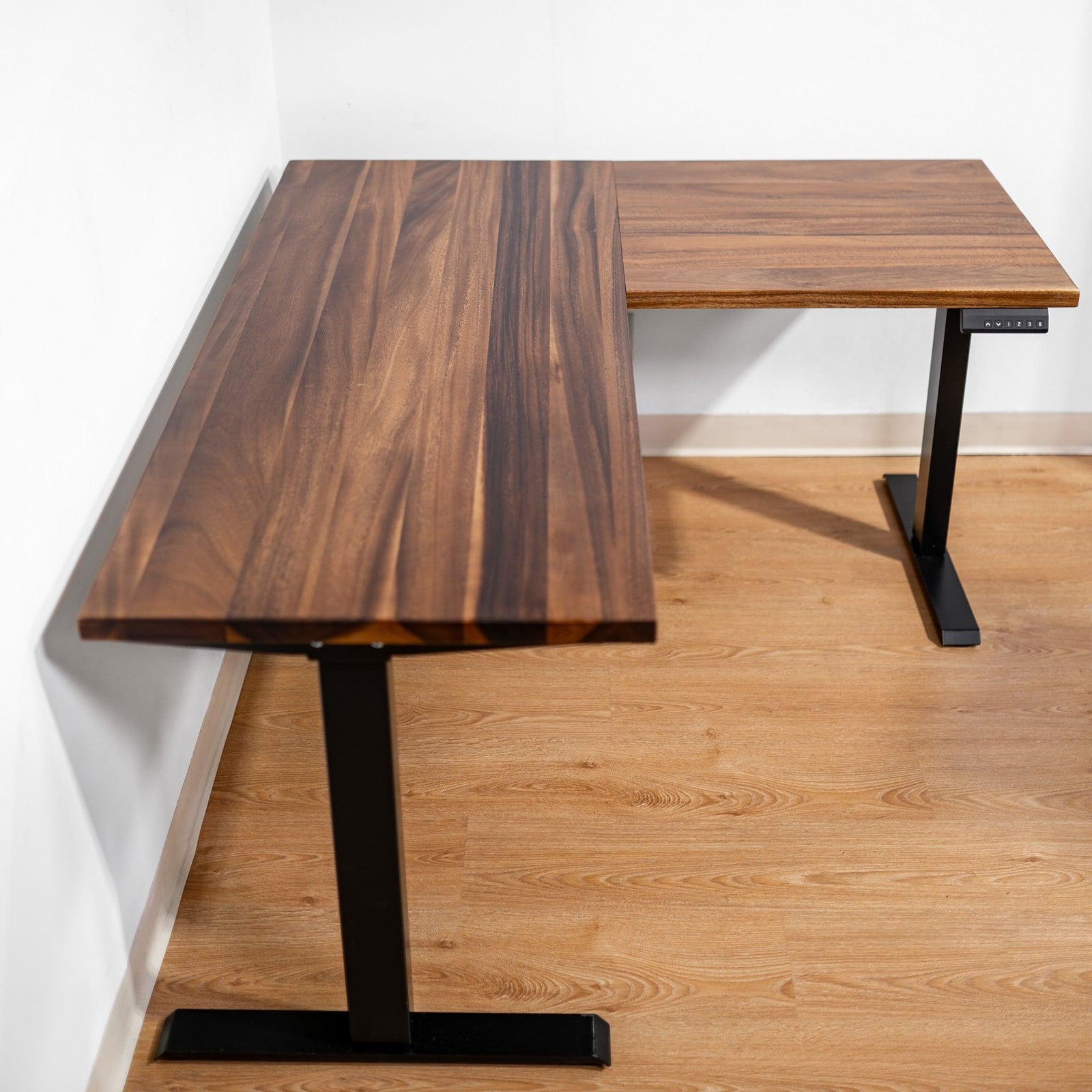 Shop Now L Shaped Adjustable Standing Desk - Walnut Solid Wood - Modern ...