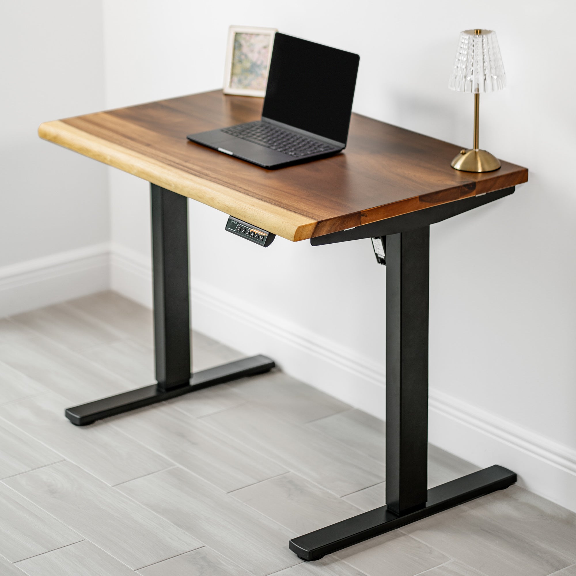 Small Space Standing Desk – Solid Wood, Live Edge, Adjustable Height