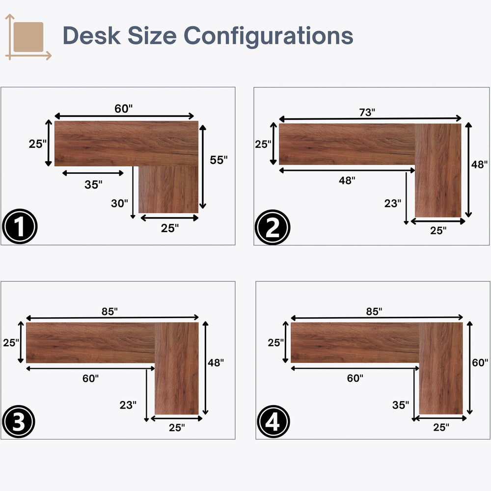 L Shaped Adjustable Standing Desk - Walnut Solid Wood