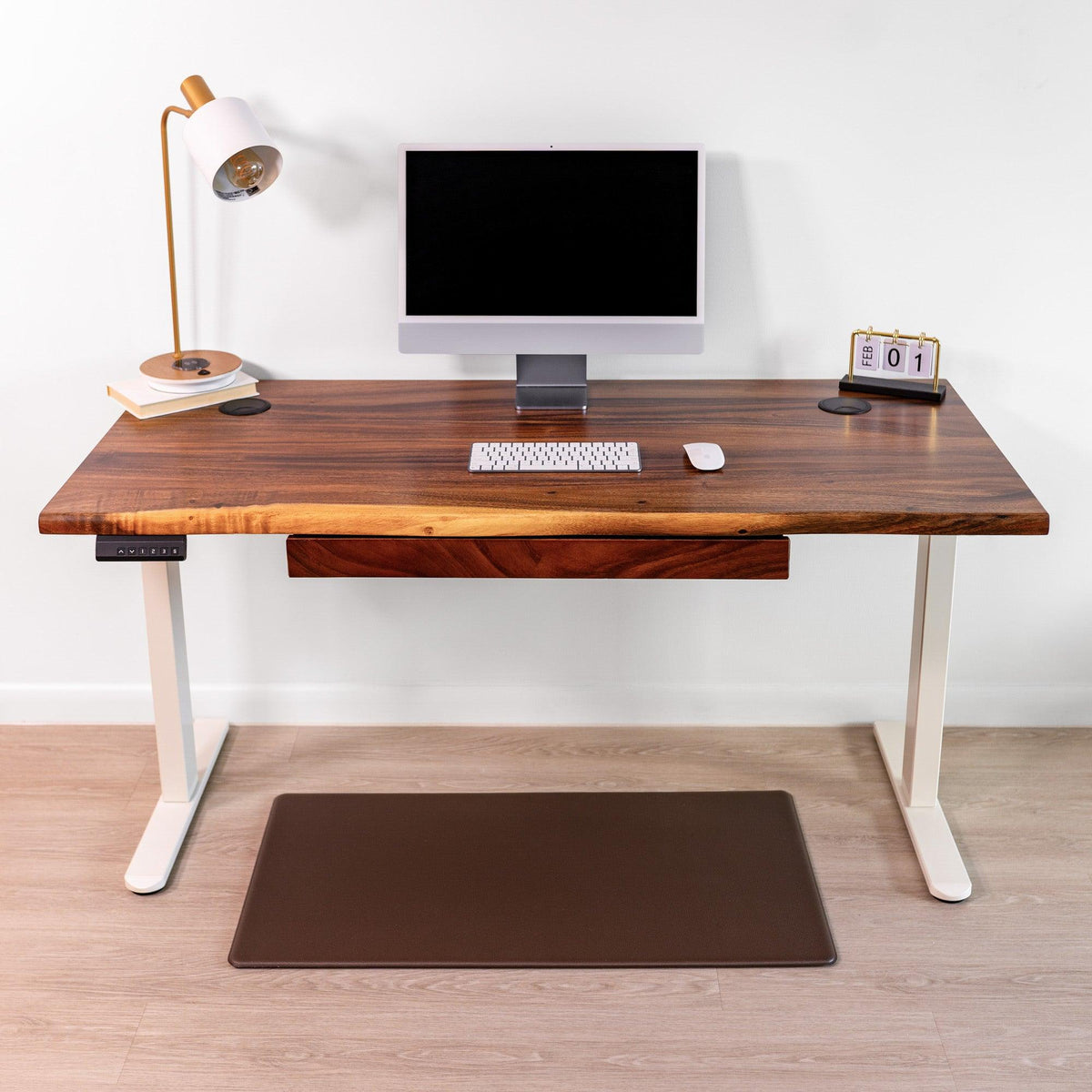 Walnut Solid Wood Standing Desk with Storage