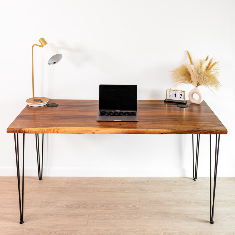 Wood Computer Desk with Drawers - Walnut Live Edge Computer Desk