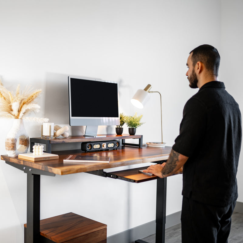 Buy Now Standing Desk with Keyboard Tray - Modern Wood Style