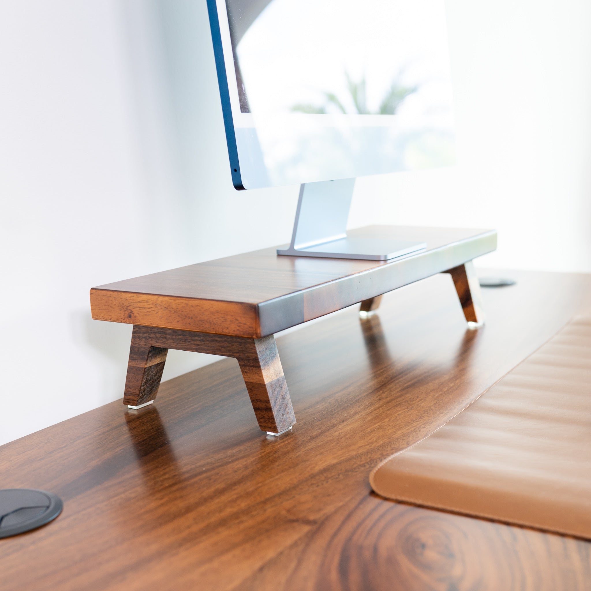 Walnut Wood Monitor Stand | Desk Shelf | Monitor Riser