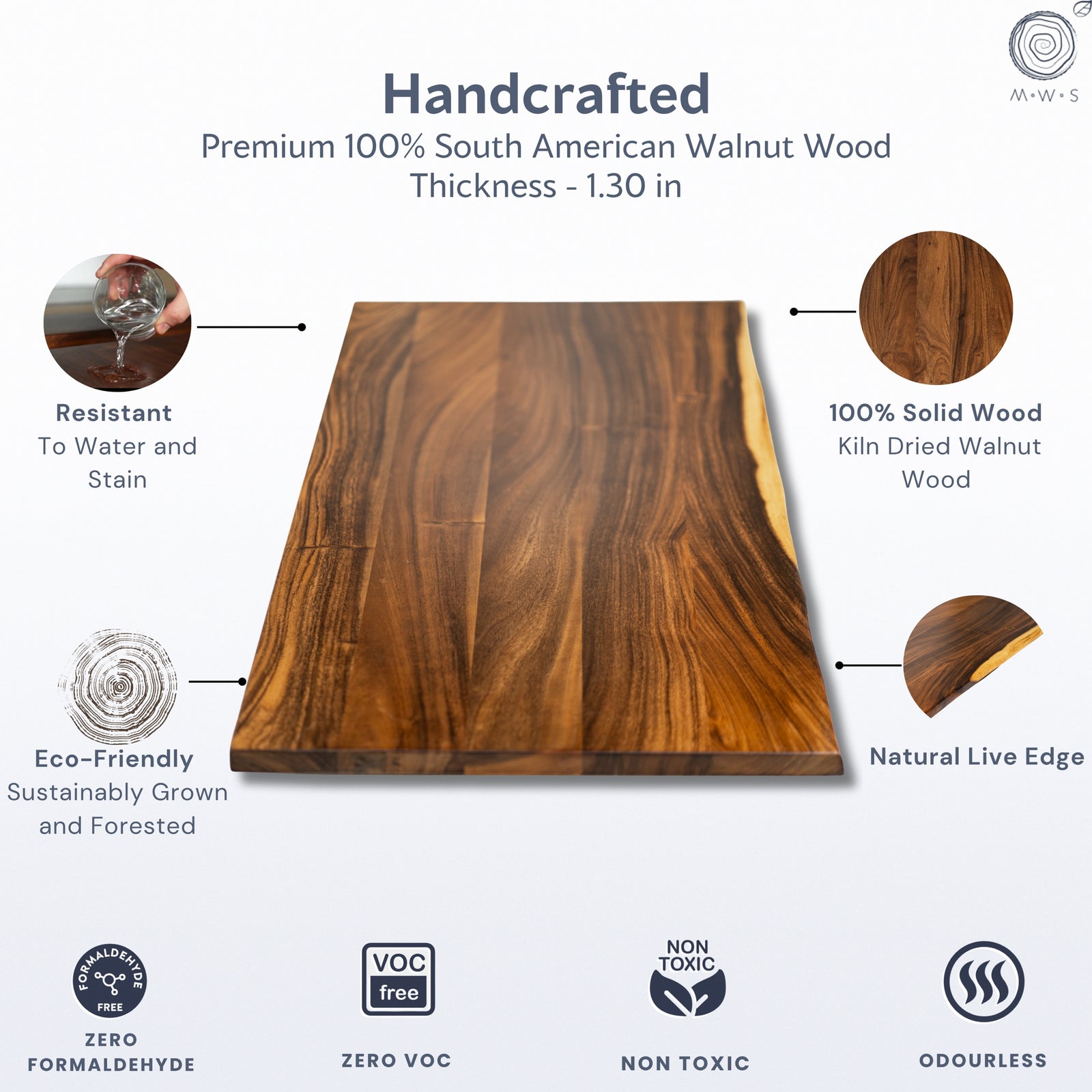 Buy Now Walnut Live Edge Table Top - Modern Wood Style