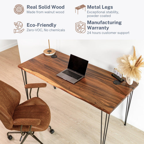 Premium Live Edge Computer Desk for Home and Office