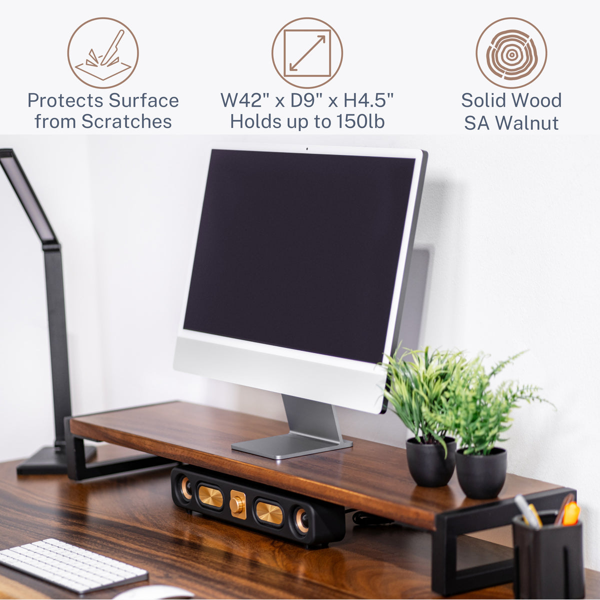 Shop Now Walnut Wood Monitor Stand - Modern Wood Style
